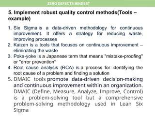Zero Defects Mindset training material tools. | PPTX