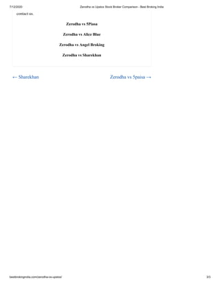 Zerodha vs Upstox Stock Broker Comparison - Best Broking India | PDF