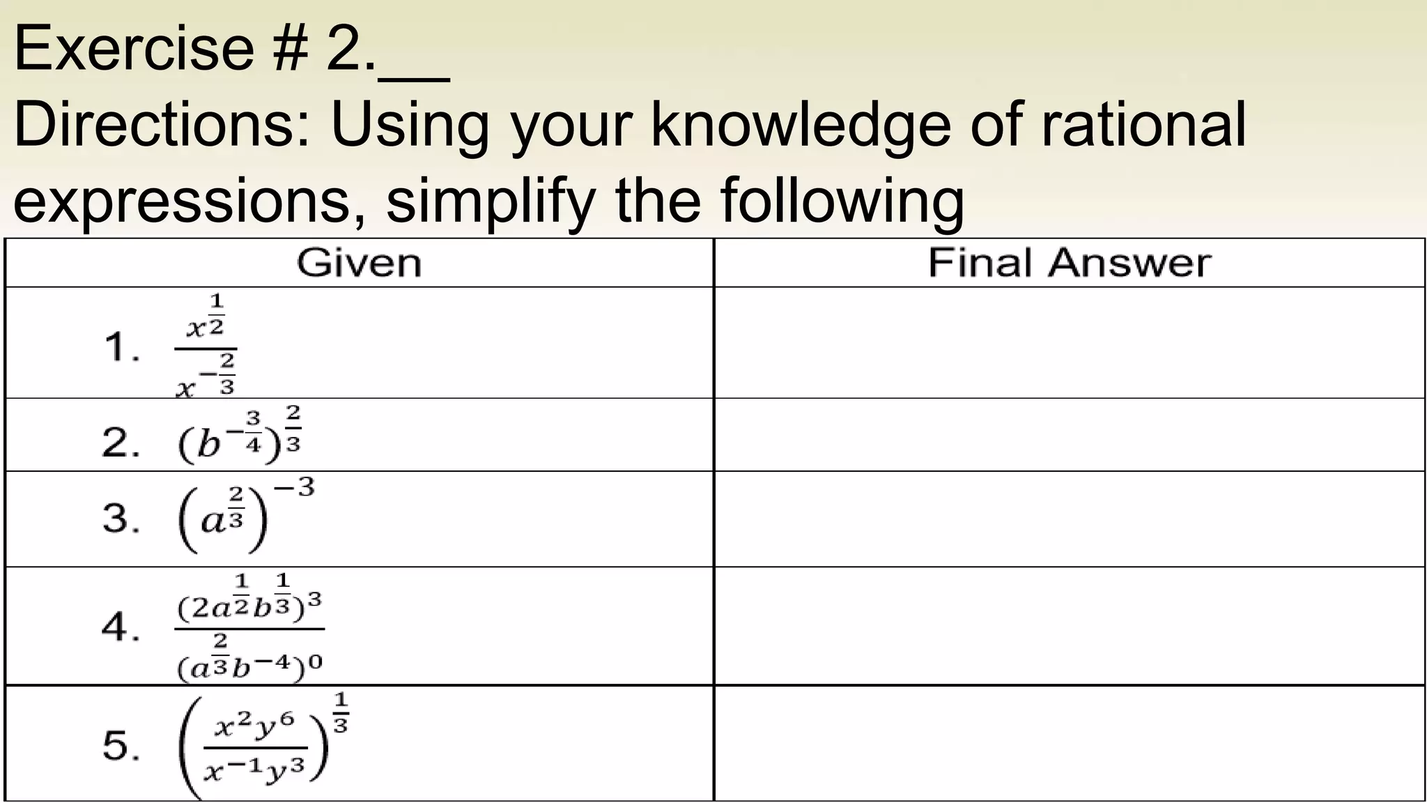 Zero exponents, negative integral exponents, rational | PPTX
