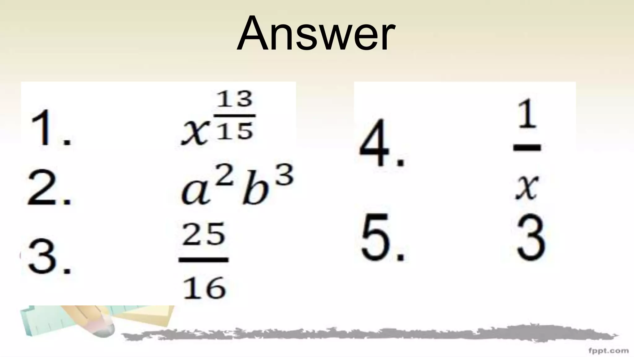 Zero exponents, negative integral exponents, rational | PPTX