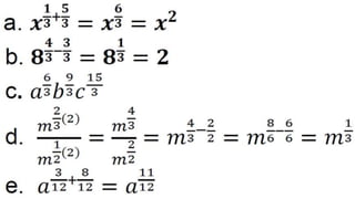 Zero exponents, negative integral exponents, rational | PPTX