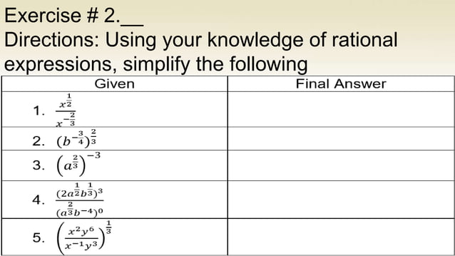 Zero exponents, negative integral exponents, rational | PPTX