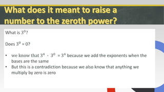 Zero exponents (power rule continued) | PPTX