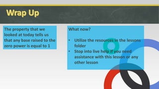 Zero exponents (power rule continued) | PPTX
