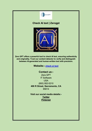 Check AI text | Zerogpt | PDF