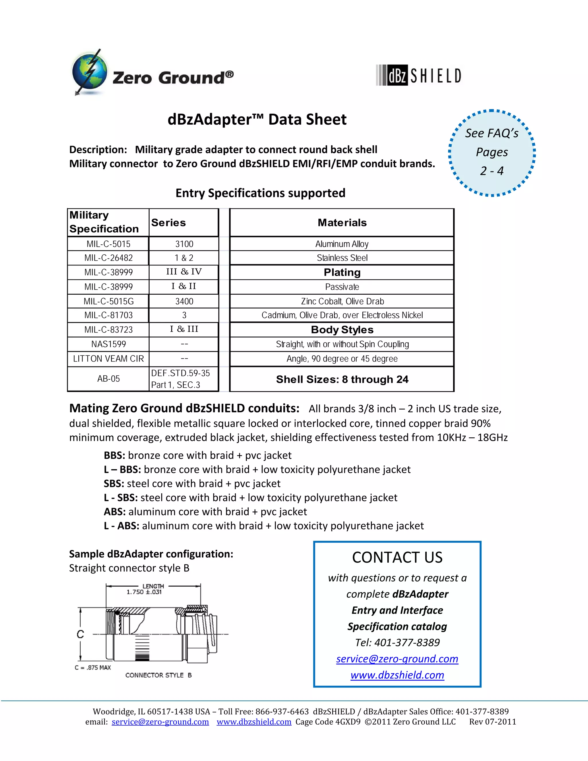 Zero Ground dBz Adapter Datasheet | PDF