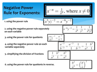 Zero, negative, and fractional exponents | PPTX