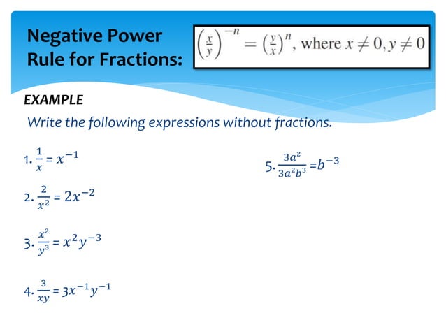 Zero, negative, and fractional exponents | PPT