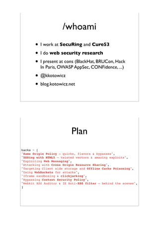 Hacking HTML5 offensive course (Zeronights edition) | PDF