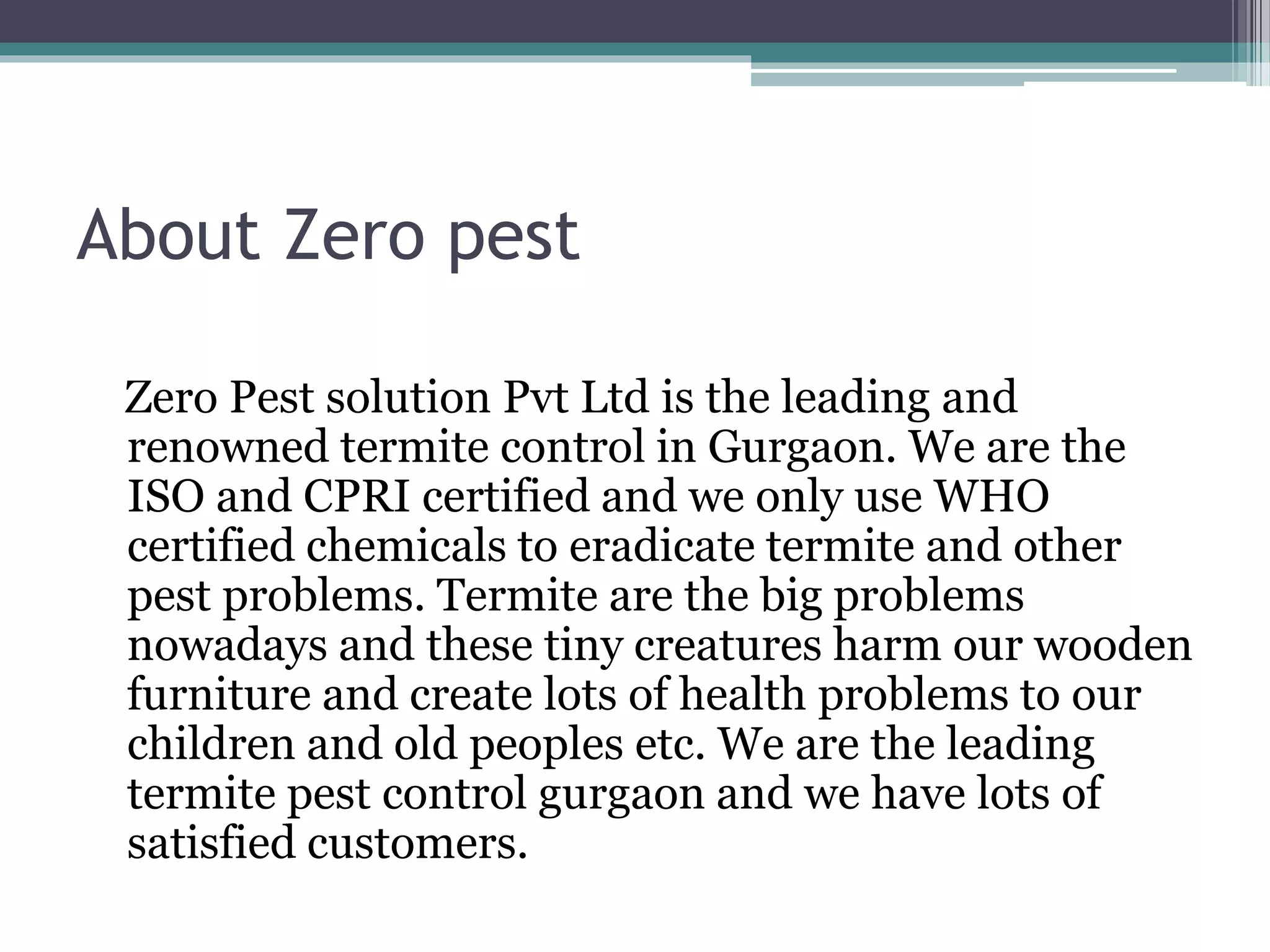 Zero pest solutions pvt ltd | PPTX
