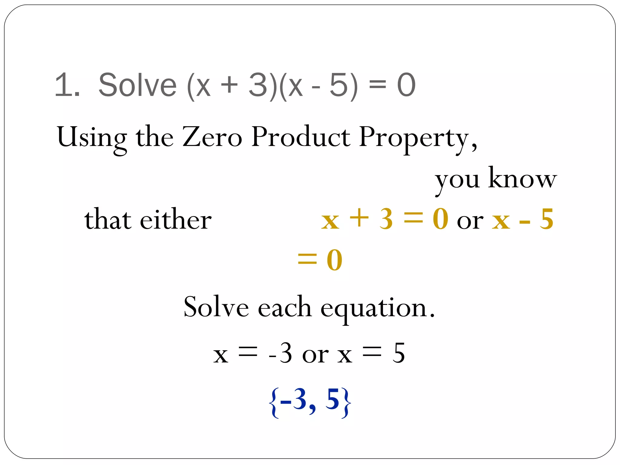 Zero product property notes | PPT