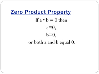 Zero Product Property Of Multiplication