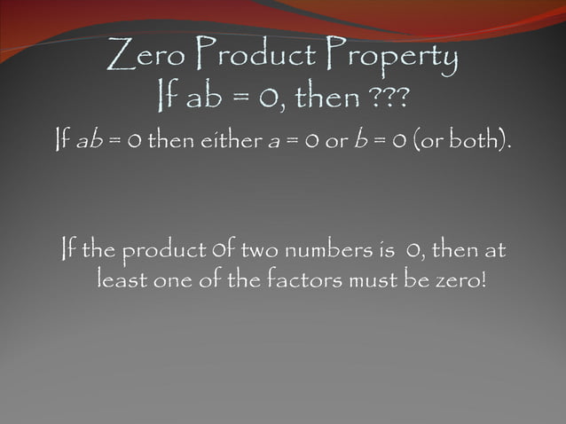 Zero product property remediation notes | PPT
