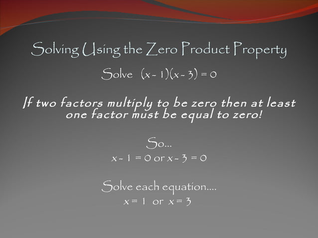 Zero product property remediation notes | PPT