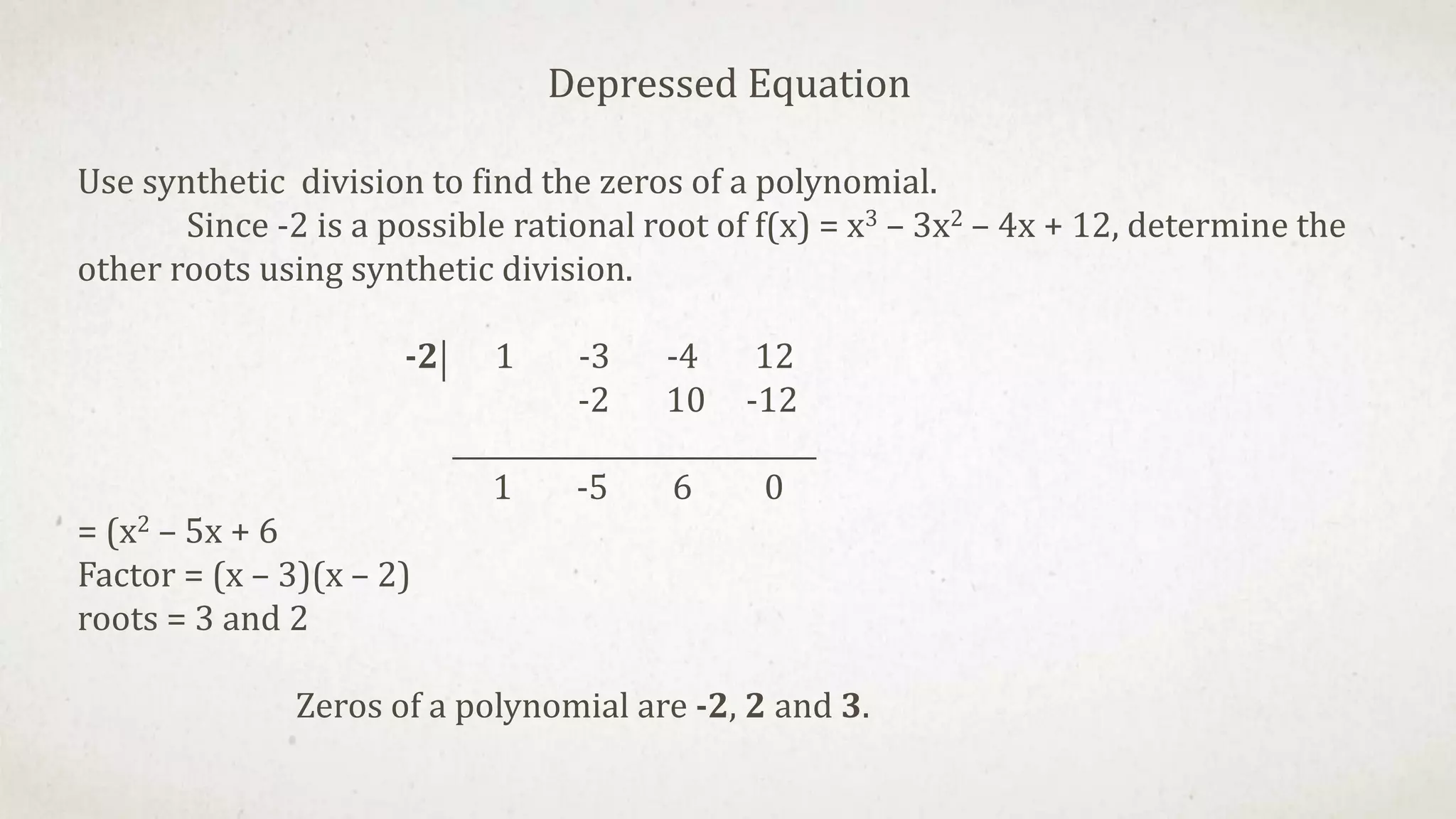 Zeros of a polynomial function | PPTX