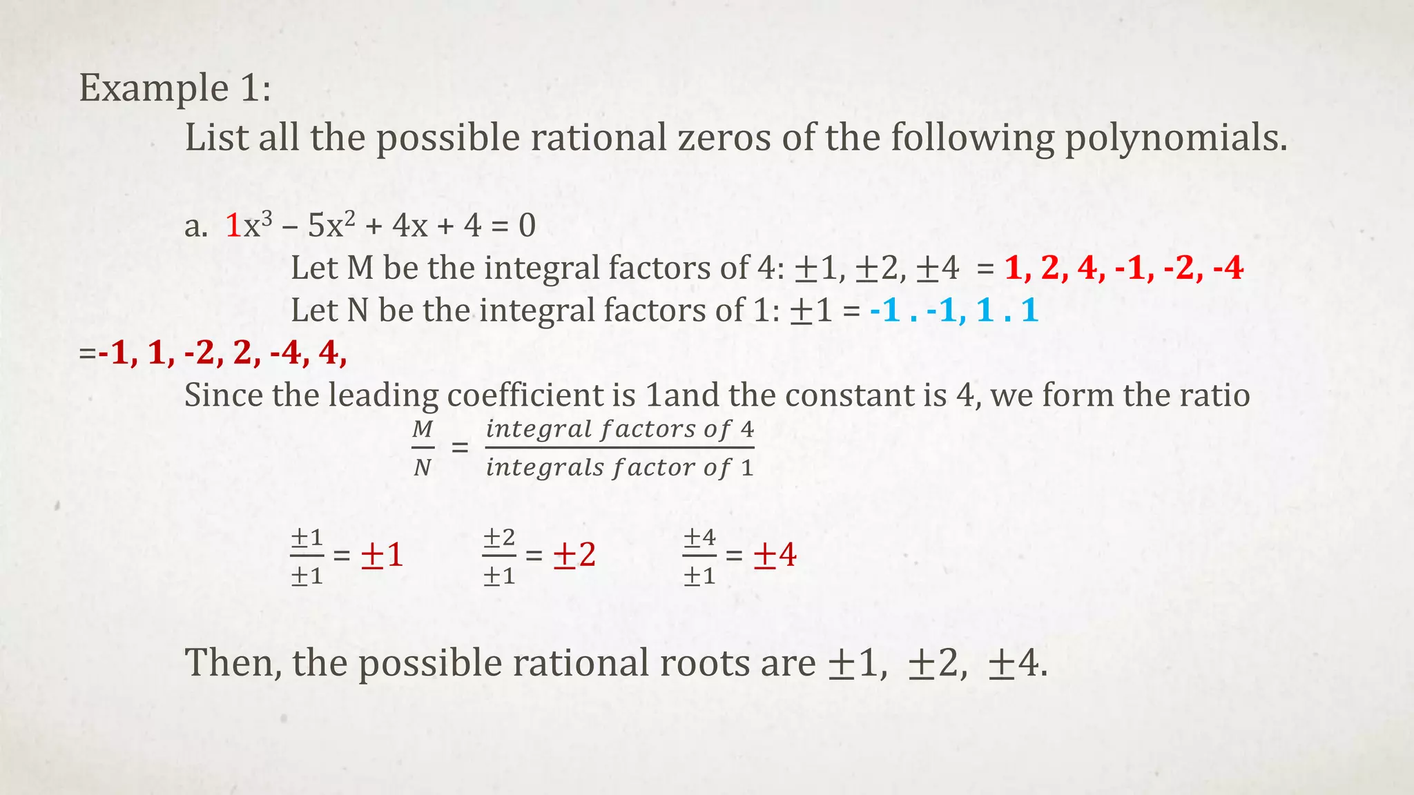 Zeros of a polynomial function | PPTX