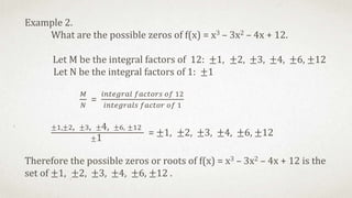 Zeros of a polynomial function | PPTX
