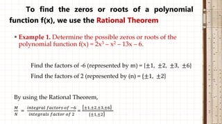 Zeros or roots of a polynomial if a greater than1 | PPT