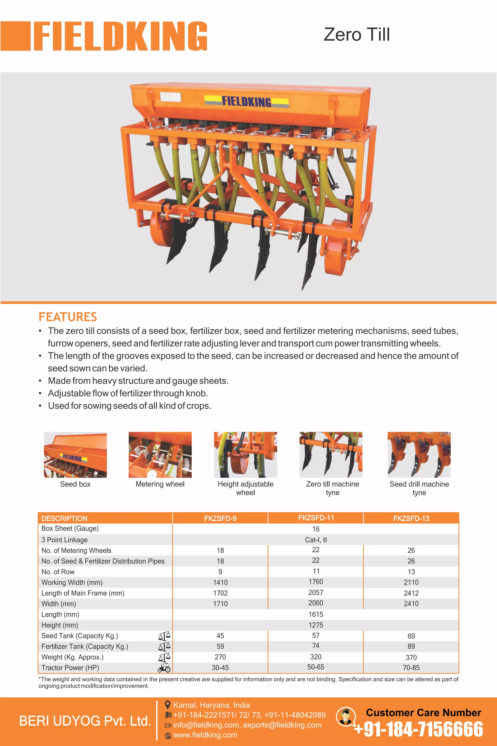 Zero Tillage: Zero Till Planter and Drill Machine | PDF