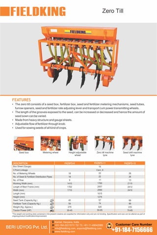 Zero Tillage: Zero Till Planter and Drill Machine | PDF