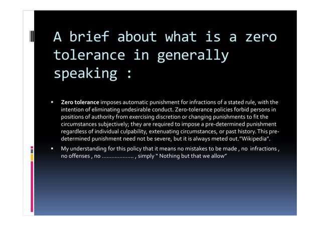 Zero tolerance policy | PDF
