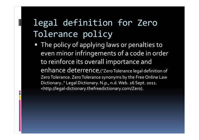 Zero tolerance policy | PDF