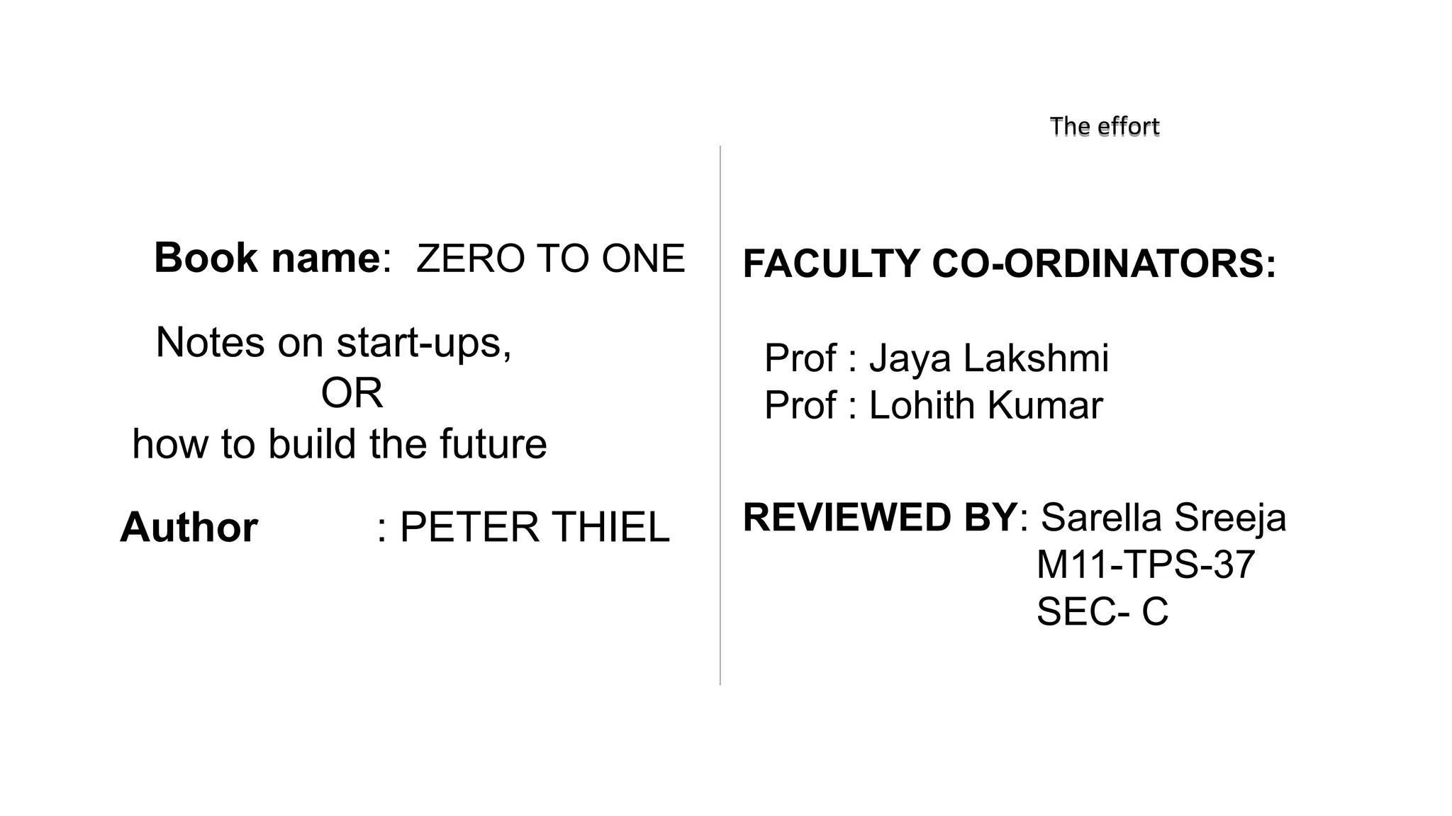 Zero to one.PETER THIEL | ODP