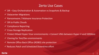 Zerto for dr migration to cloud overview | PDF