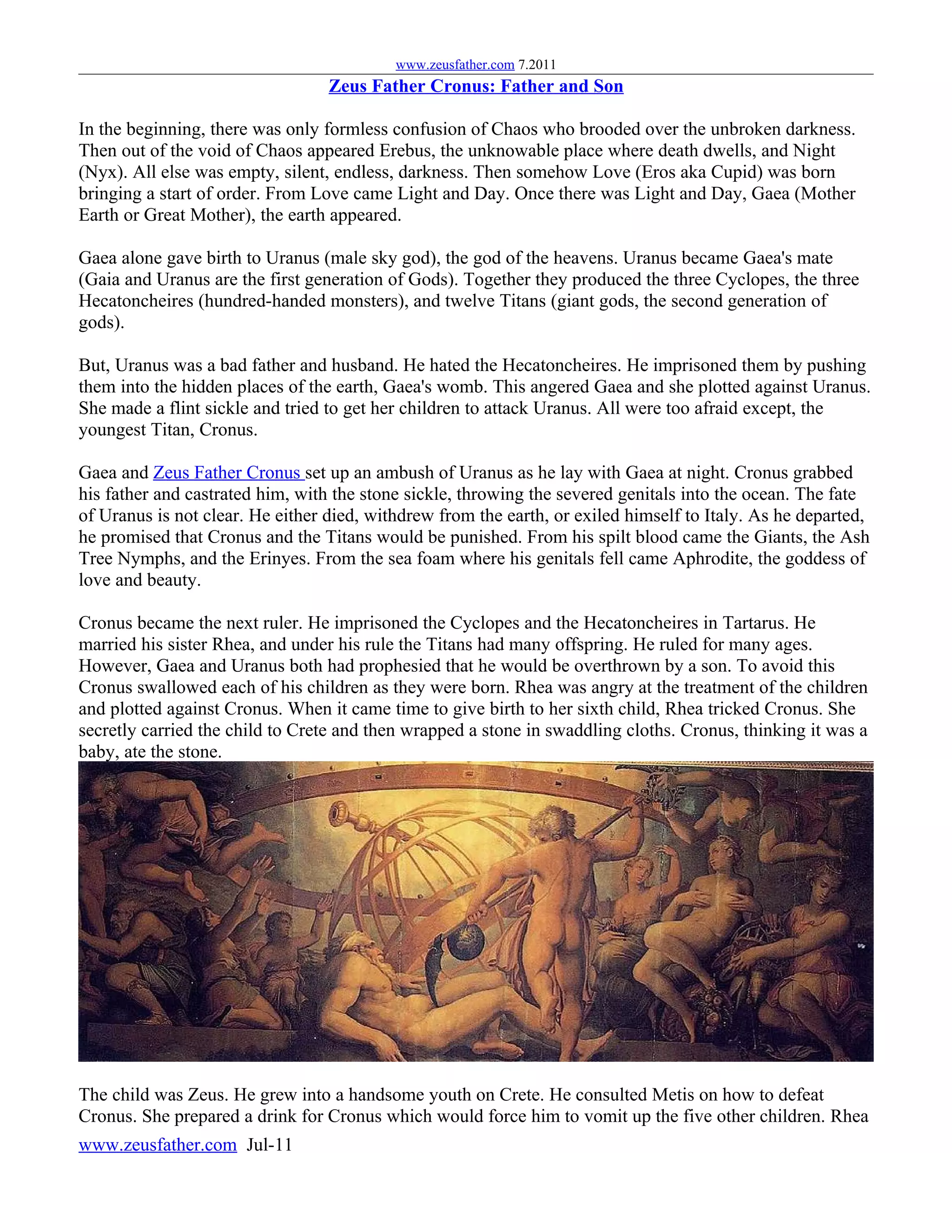 Zeus father cronus and his son | DOC