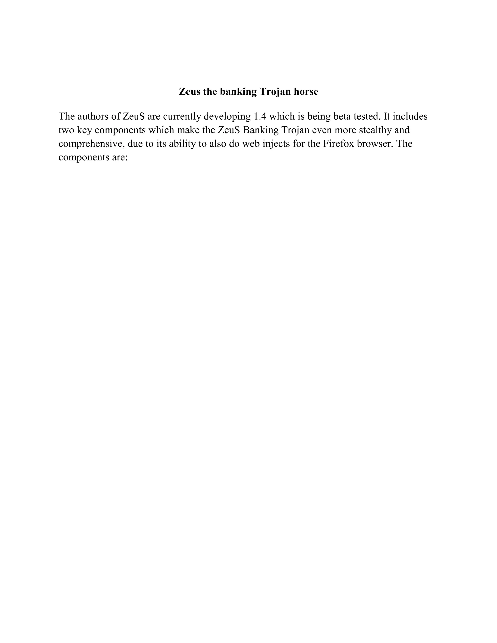 Zeus the banking trojan horse | PDF