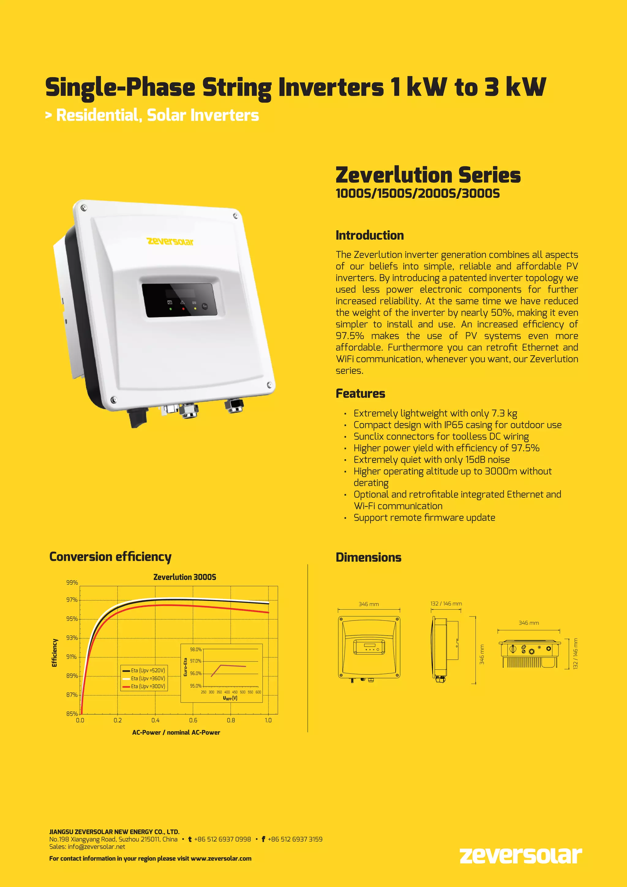 Zeversolar datasheet single_phase_inverters_zeverlution_s_en | PDF