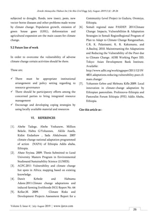 Zewde alemayehu tilahun a review on vulnerability of climate change on ...