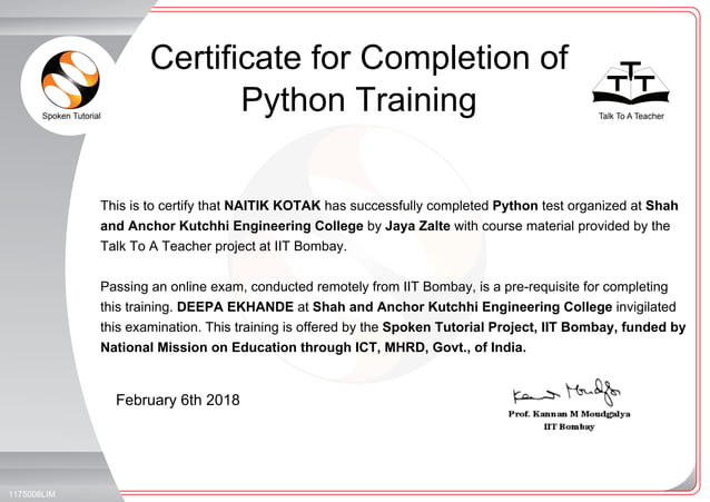 Naitik kotak-python-certificate | PPT
