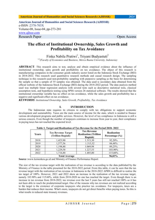 The effect of Institutional Ownership, Sales Growth and Profitability on Tax Avoidance | PDF