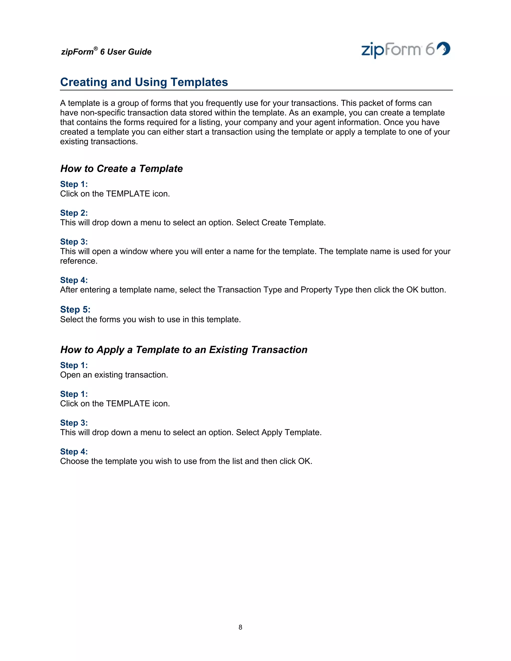 Zipforms Online 6 Users guide | PDF