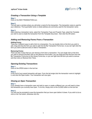 Zipforms Online 6 Users guide | PDF