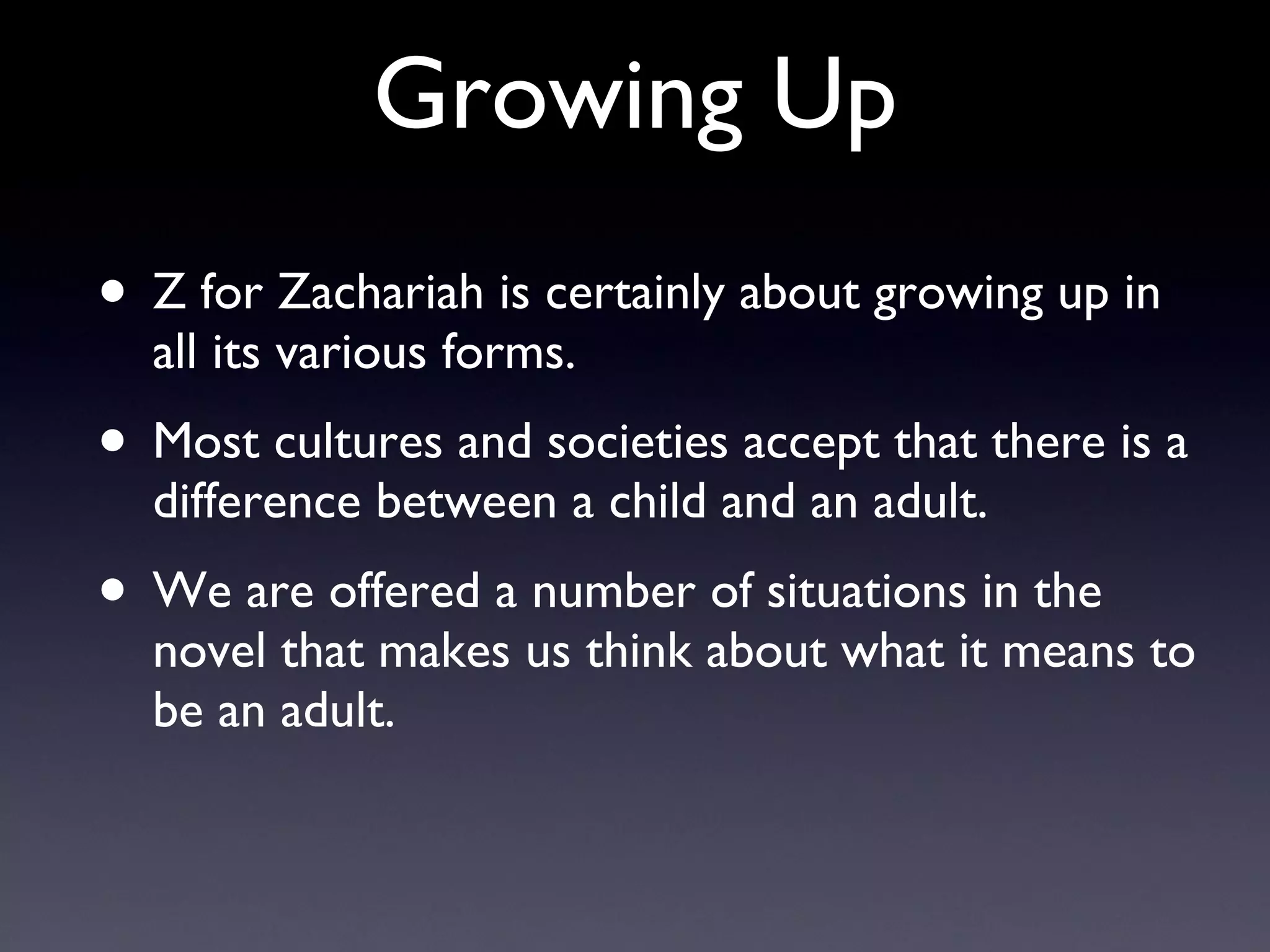 Z For Zachariah | PPT