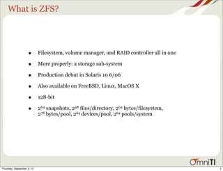 Zfs intro v2 | PDF | Operating Systems | Computer Software and Applications