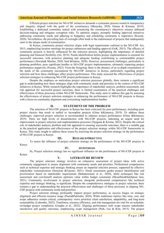 Project Selection Strategy and the Performance of the NG-CDF Projects ...