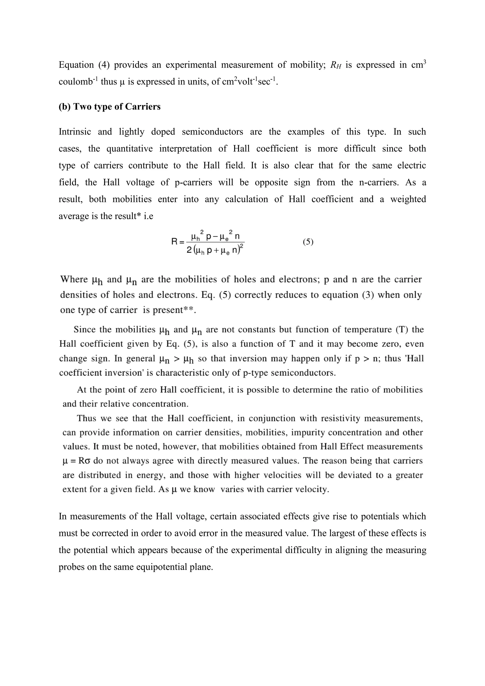 Measurement of Hall coefficient of a semiconductor | PDF