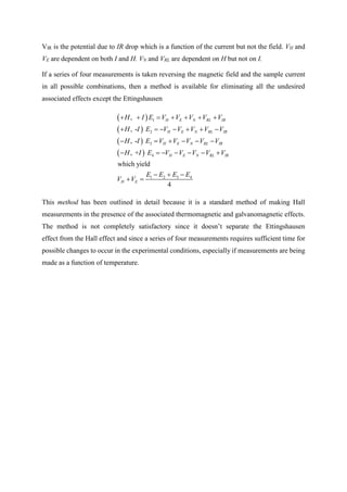 Measurement of Hall coefficient of a semiconductor | PDF