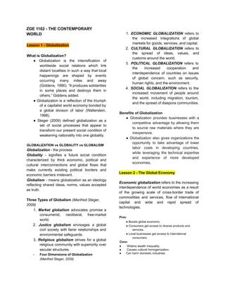 ZGE 1102: The Contemporary World (Prelim Notes).pdf