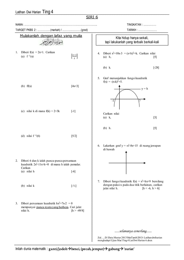 Lat dwi harian 6 pdp | DOCX