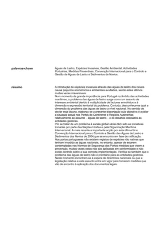 As Águas de Lastro e os desafios colocados à Gestão Ambiental das ...