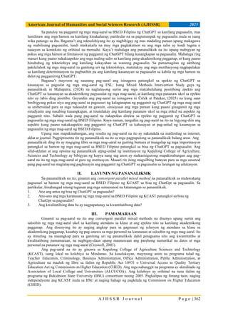 Hamon ng mga Mag-aaral sa BSED Filipino sa Bisa ng ChatGPT sa Pagsasalin: Isang Mixed Method na ...