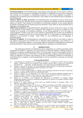 Hamon ng mga Mag-aaral sa BSED Filipino sa Bisa ng ChatGPT sa Pagsasalin: Isang Mixed Method na ...