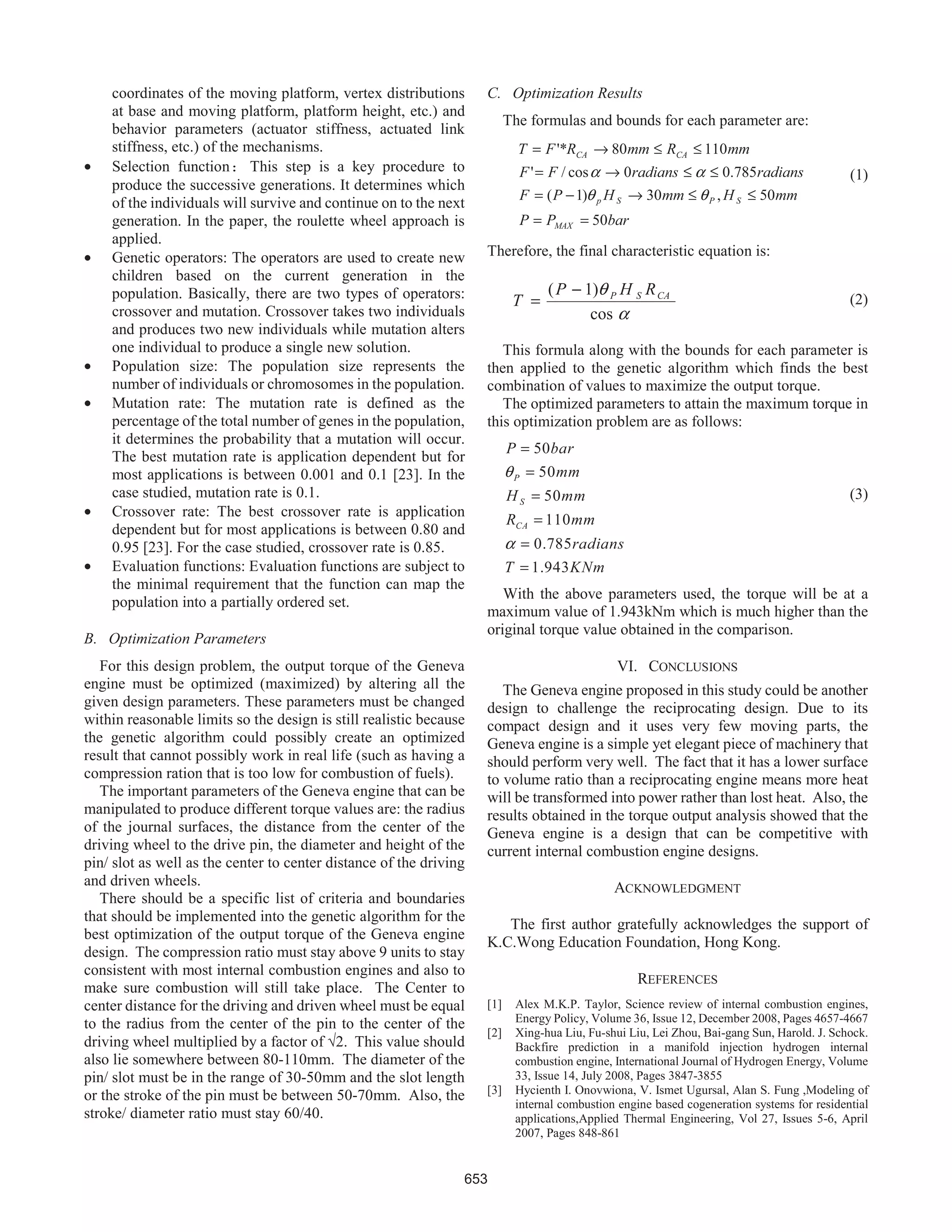 Design Optimization of a Geneva Mechanism for Internal Combustion ...