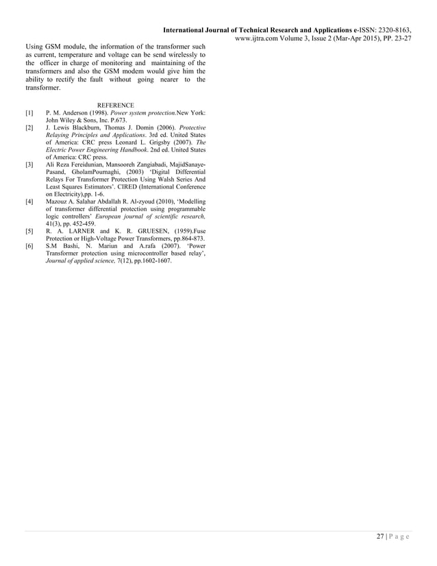 AUTOMATIC METHOD OF PROTECTING TRANSFORMER USING PIC MICROCONTROLLER AS AN ALTERNATIVE TO THE ...