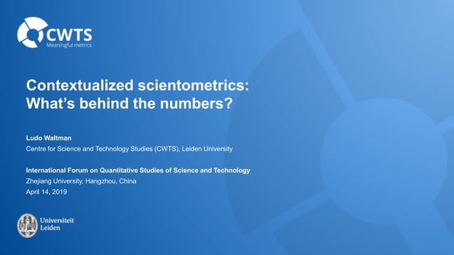 Contextualized scientometrics: What's behind the numbers? | PPTX | Science