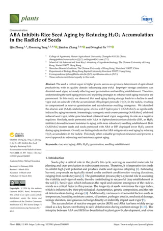 ABA Inhibits Rice Seed Aging by Reducing | PDF